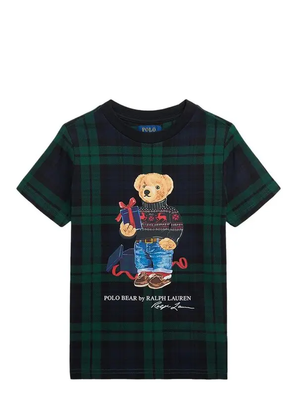 Polo Ralph Lauren Polo Bear Plaid Cotton T-shirt - Black