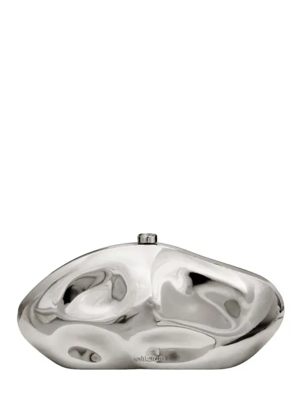 Cult Gaia Silver Tone Buckle Clutch - Gray