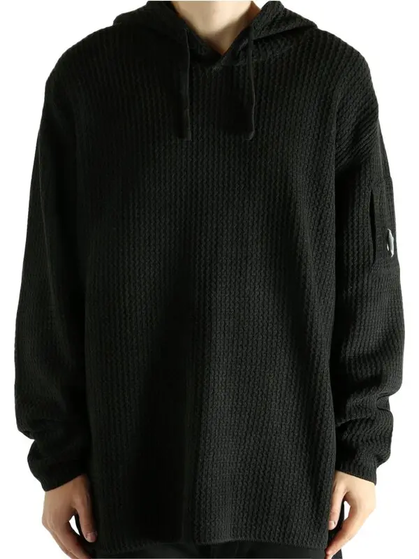 C.P. COMPANY Chenille Hooded Sweater - Black