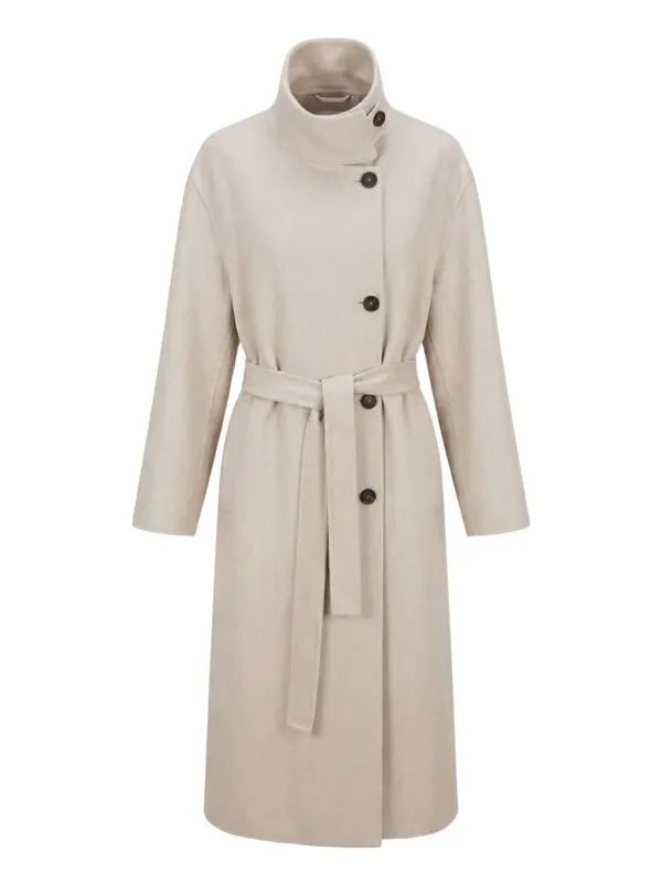 Brunello Cucinelli Belted Button-fastening Coat - Light Brown