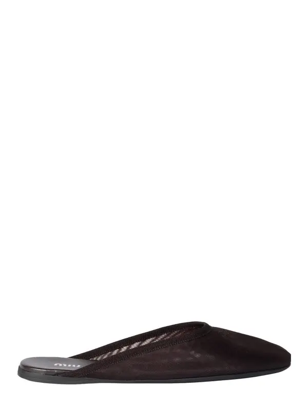 Miu Miu Mesh Fabric Slip-on Slippers - Dark Brown