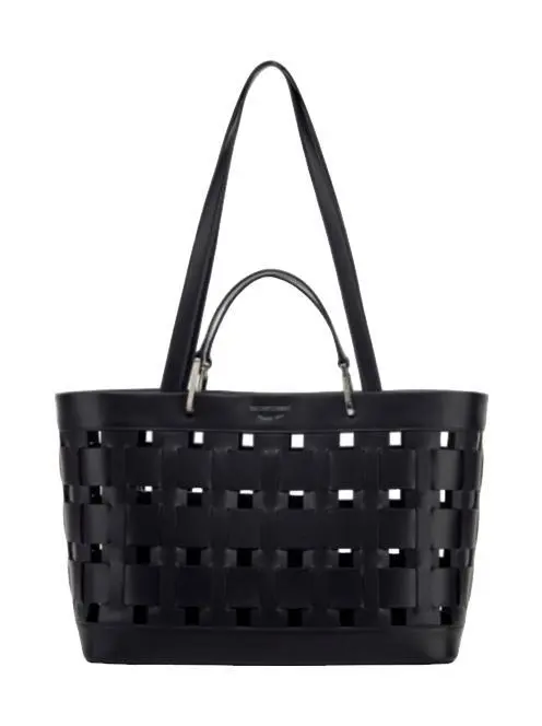 Emporio Armani Woven Tote Bag With Detachable Pouch - Black