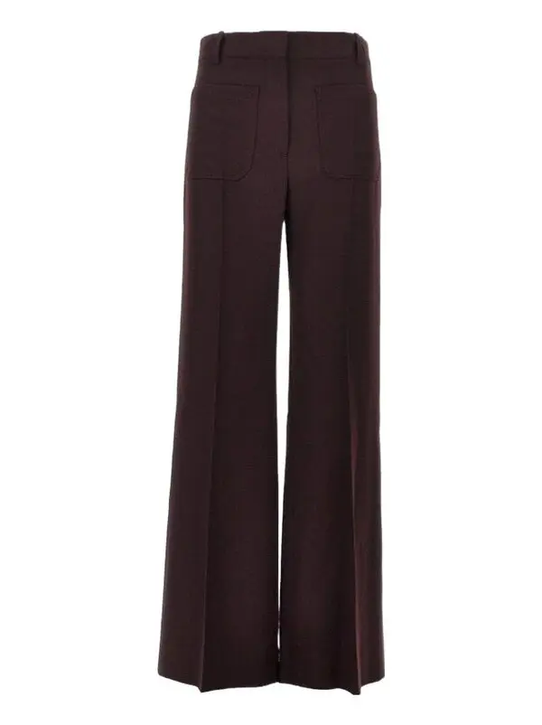 Victoria Beckham Alina Wool Flannel Wide Leg Pants - Red