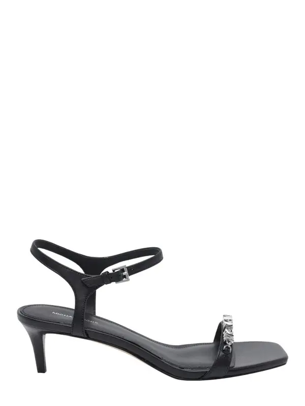 Michael Kors Dina Embellished Square Toe Heeled Sandals - Black