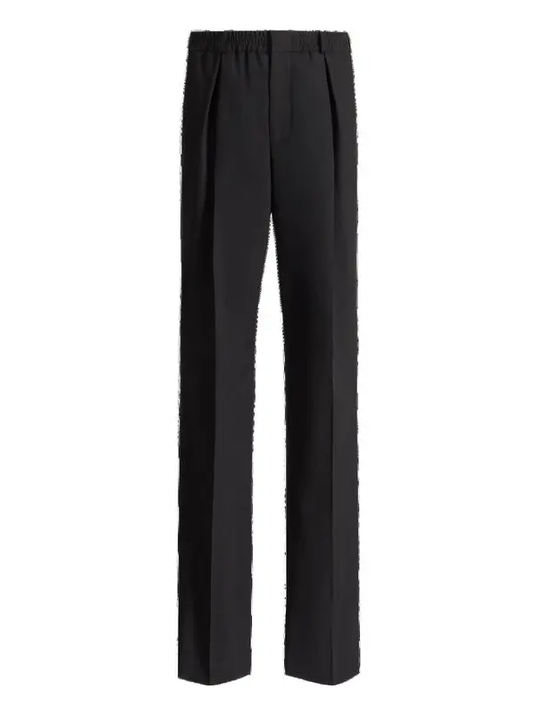 Balmain Pleated Wide-leg Trousers - Black