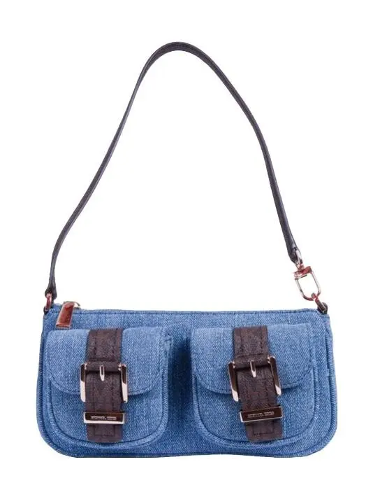 Michael Kors Logo-engraved Zip-up Shoulder Bag - Blue