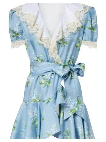 RODARTE Floral Lace-trimmed Silk Twill Minidress - Blue