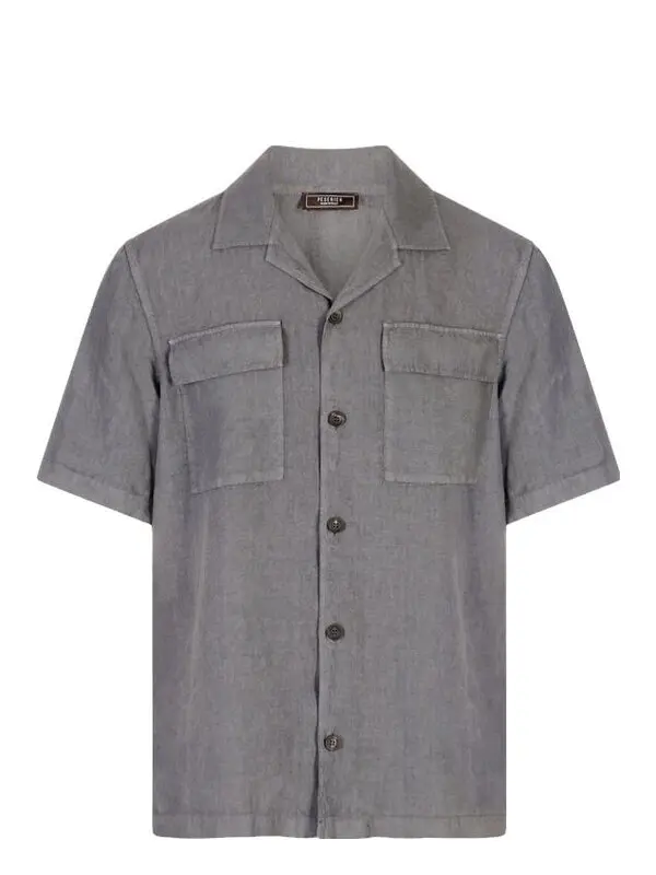 Peserico Linen Camp-collar Shirt - Gray