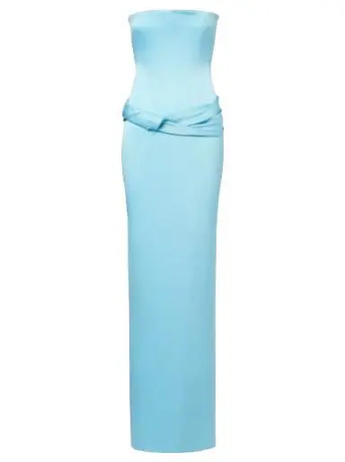 Alex Perry Crepe Satin Bustier Gown - Blue