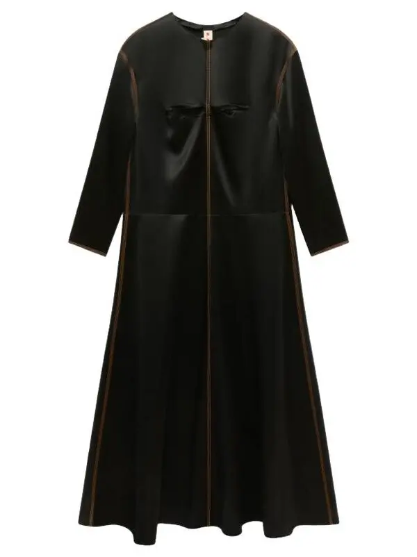 Marni Satin Dress With Contrast Stitching - Black