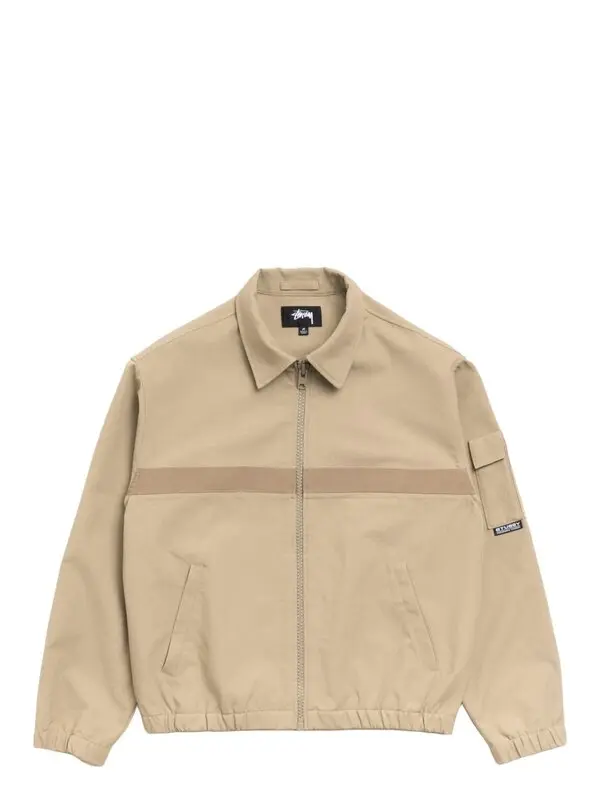 StÜssy Long Sleeve Zip-up Casual Jacket With Welt Pockets - Khaki