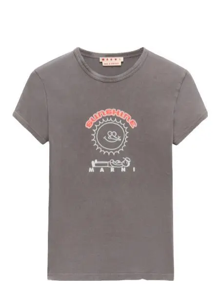 Marni Sunshine Print Garment-dyed T-shirt - Truffle