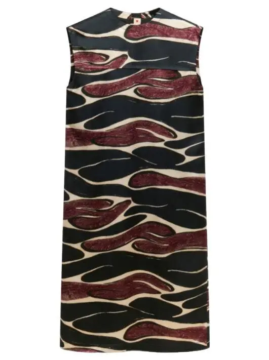 Marni Abstract Print Sleeveless Midi Dress - Black