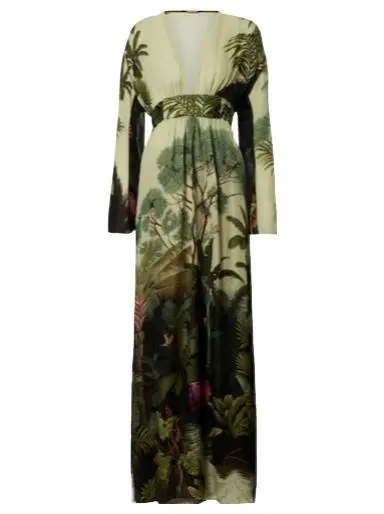 Johanna Ortiz Printed Silk Maxi Dress - Black
