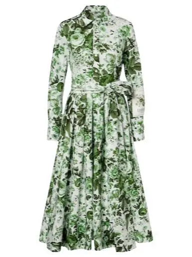 Erdem Floral Cotton Shirt Dress - Green