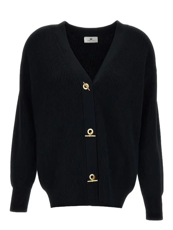 Elisabetta Franchi V-neck Knitted Cardigan - Black
