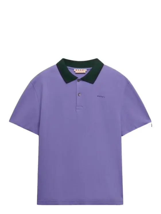 Marni Contrast-trim Polo Shirt - Violet