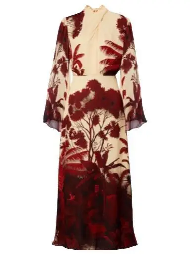 Johanna Ortiz Printed Silk Maxi Dress - Nude