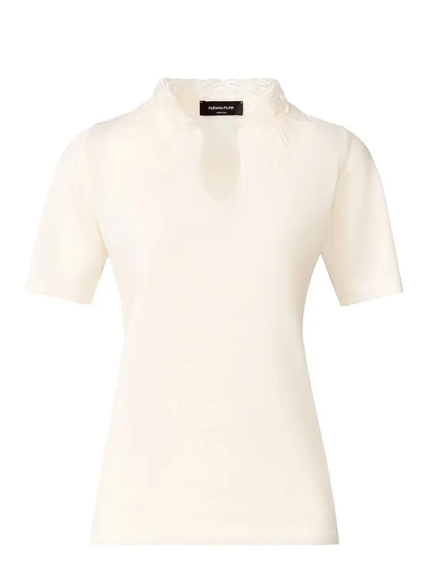 Fabiana Filippi V-neck Lace Detail Top - Light Brown