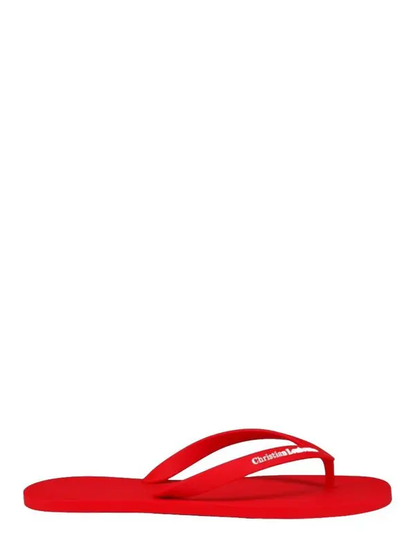 CHRISTIAN LOUBOUTIN Logo-print Rubber Flip-flops - Red