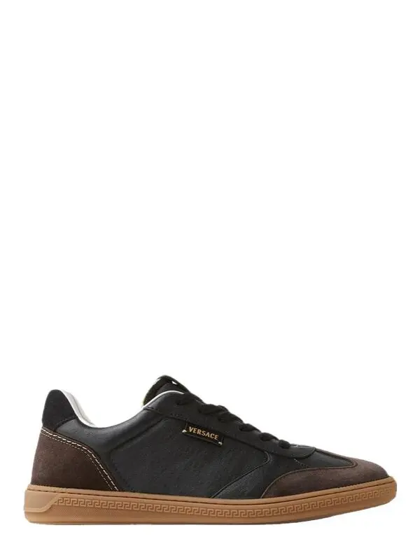 Versace Greca Court Nappa Suede Sneakers - Brown
