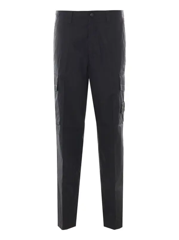 Stone Island Logo Patch Wide-leg Cargo Pants - Black