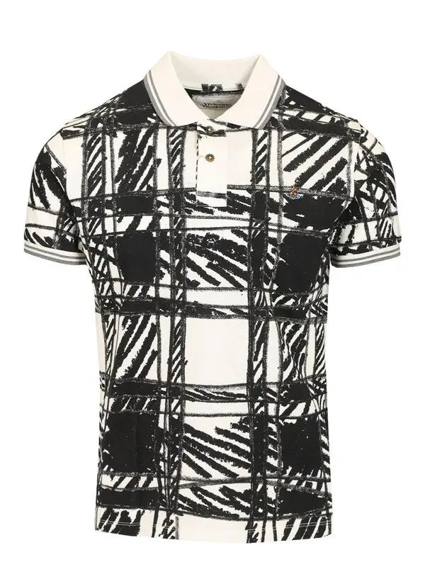 VIVIENNE WESTWOOD Abstract Printed Short-sleeved Polo Shirt - Black