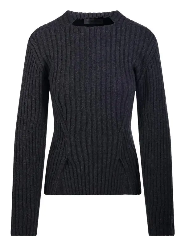 Victoria Beckham Ribbed Knit Jumper - Black