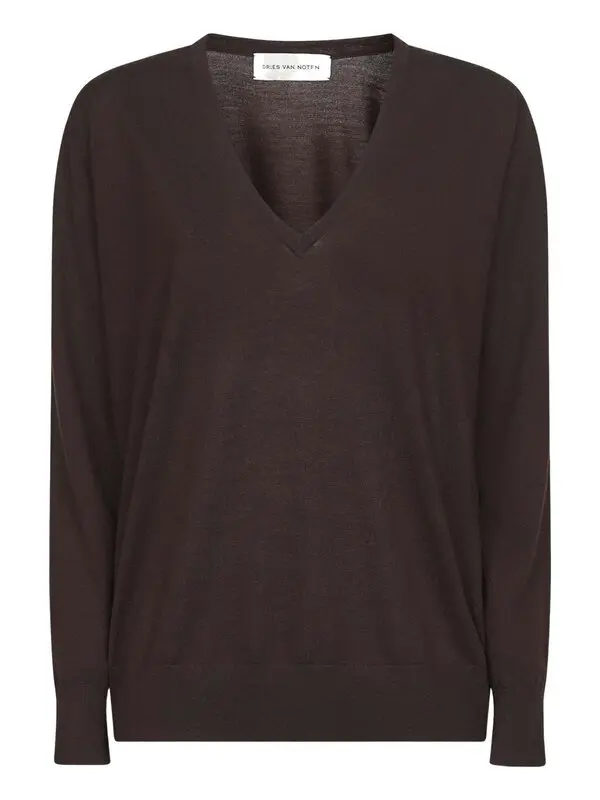 Dries Van Noten Long-sleeved V-neck Jumper - Black
