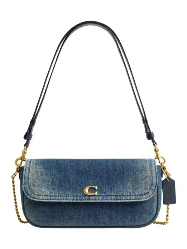COACH Brook Flap Chain Bag In Denim - Blue