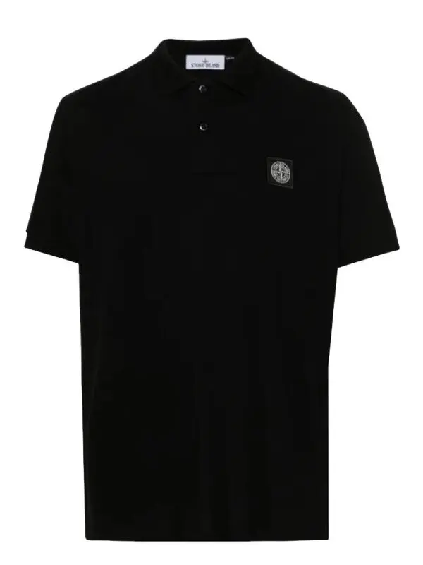 Stone Island Logo-patch Polo Shirt - Black