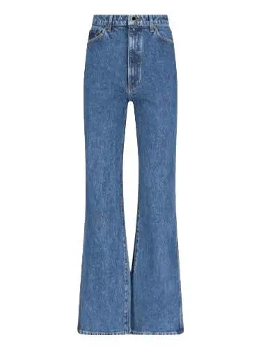 Khaite Belt Loop Flared Jeans - Blue