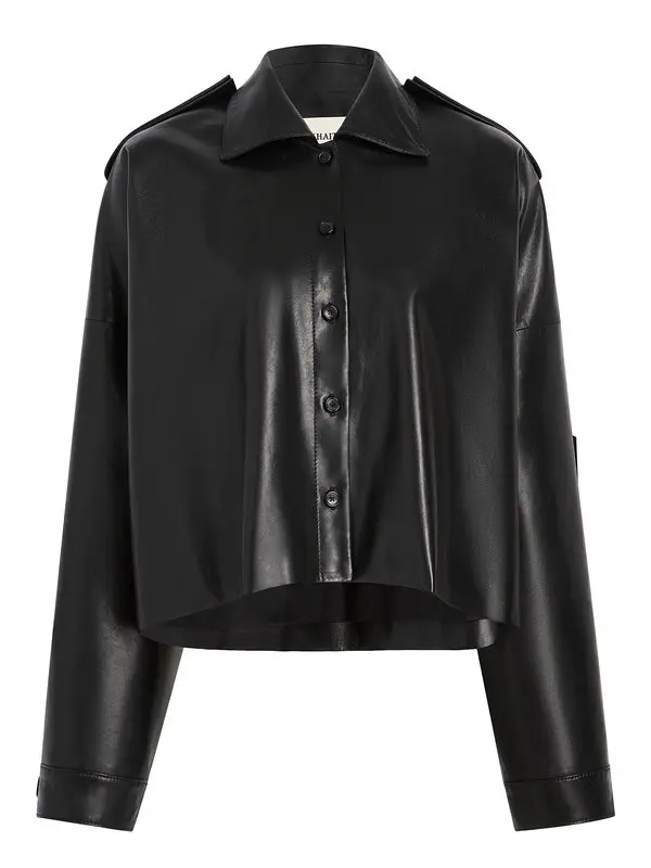 Khaite Bodine Leather Button-up Shirt - Black