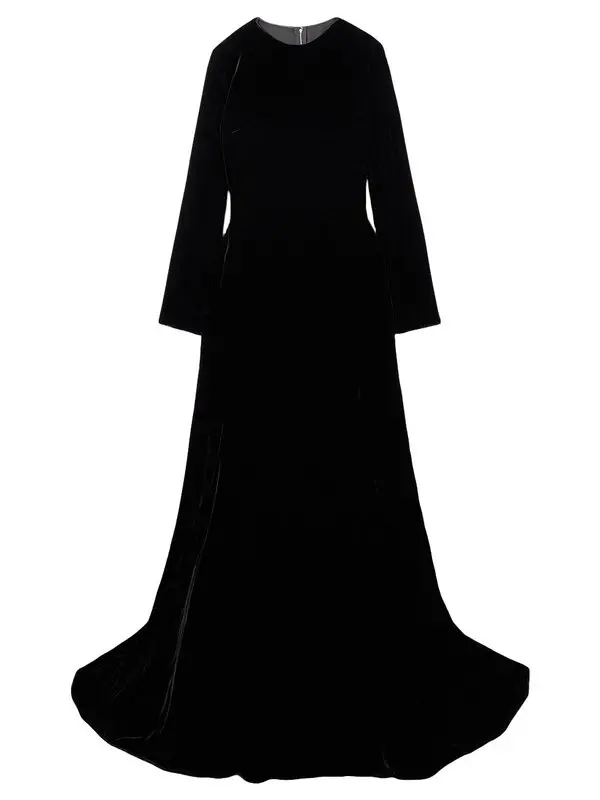 Dolce & Gabbana Velvet Gown With Fluted Hem - Black