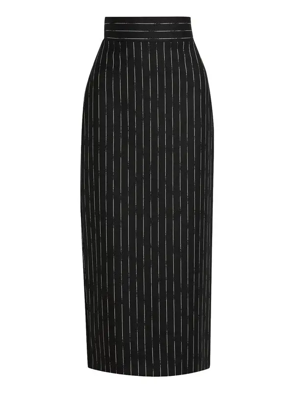 Alexander McQueen Pinstriped Wool-twill Maxi Skirt - Black
