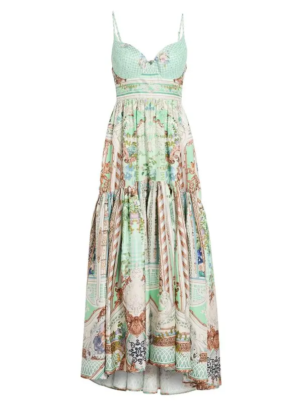 Camilla Embellished Printed Silk Maxi Dress - Mint