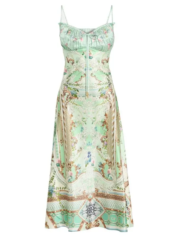 Camilla Cutout Printed Silk-satin Midi Dress - Mint