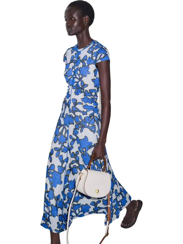 ME+EM Shadow Paradise Print Ruched Maxi Dress - Blue Multi