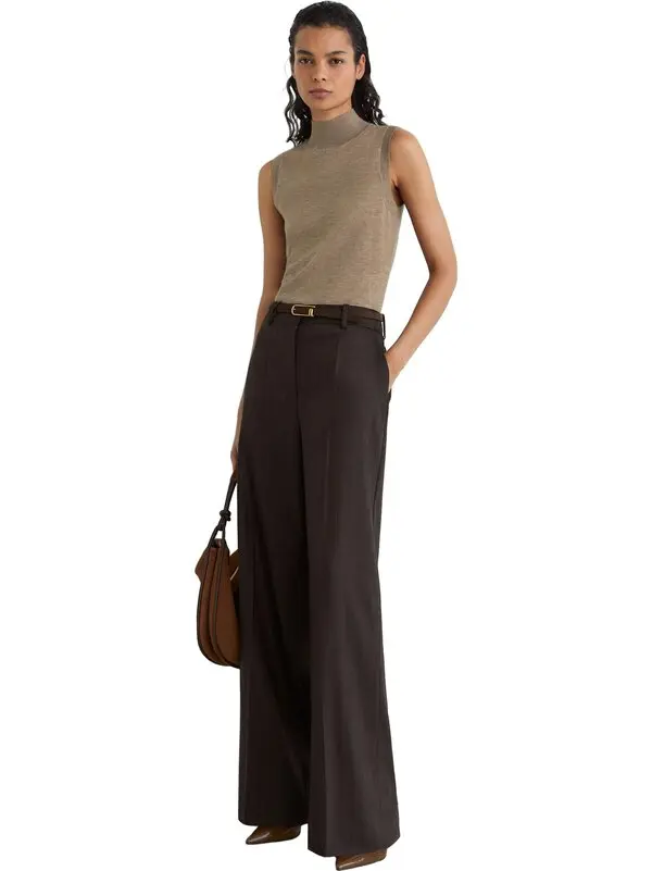 REISS Evelyn Merino Wool Funnel-neck Sleeveless Vest - Neutral