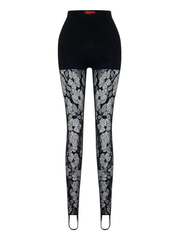 PCFG Lace Leggings With Built-in Ribbed Shorts - Black