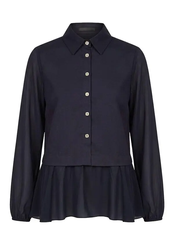 JAMES LAKELAND Navy Contrast Hem Blouse - Blue