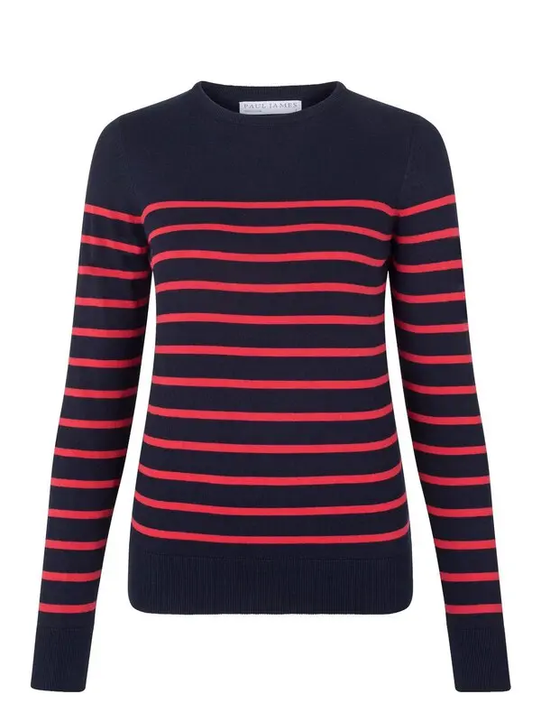 PAUL JAMES KNITWEAR Tavia Breton Crew Neck Jumper - Red