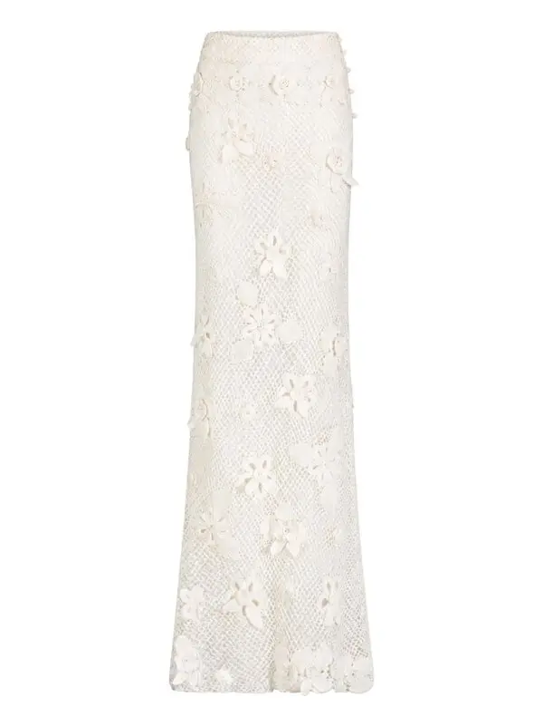 SCARLETT GASQUE Ariel Crochet Long Skirt - White