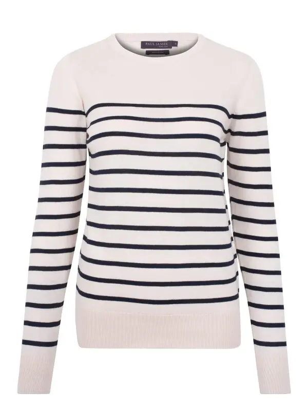 PAUL JAMES KNITWEAR Breton Crew Neck Jumper - Blue