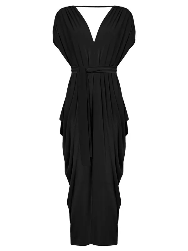 JAMES LAKELAND Draped Open-back Midi Dress - Black