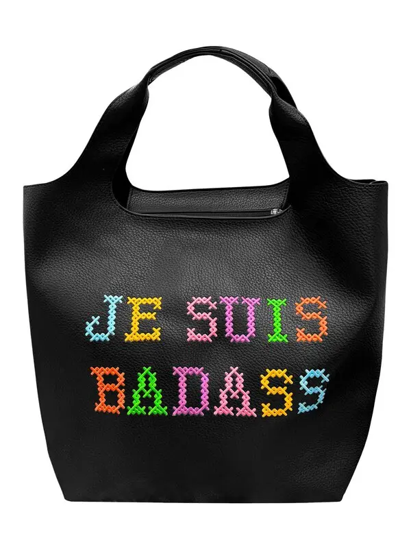 LILLY LOVES Je Suis Badass Bucket Bag - Black