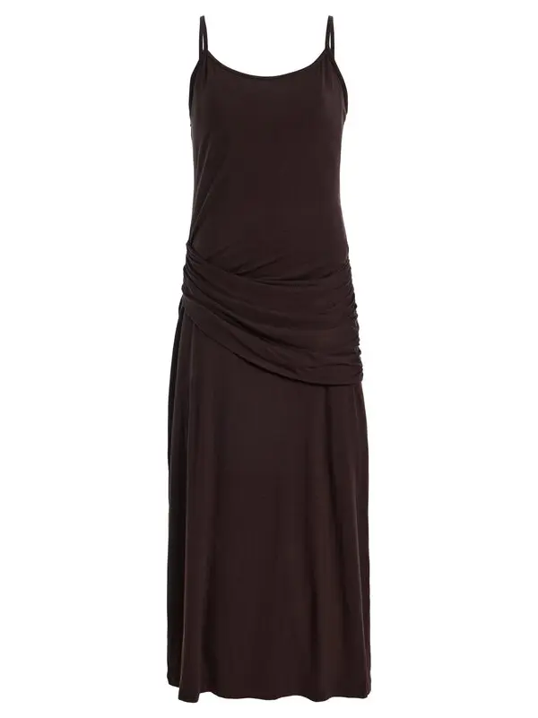 ANEMOS Draped Jersey Midi Dress - Brown