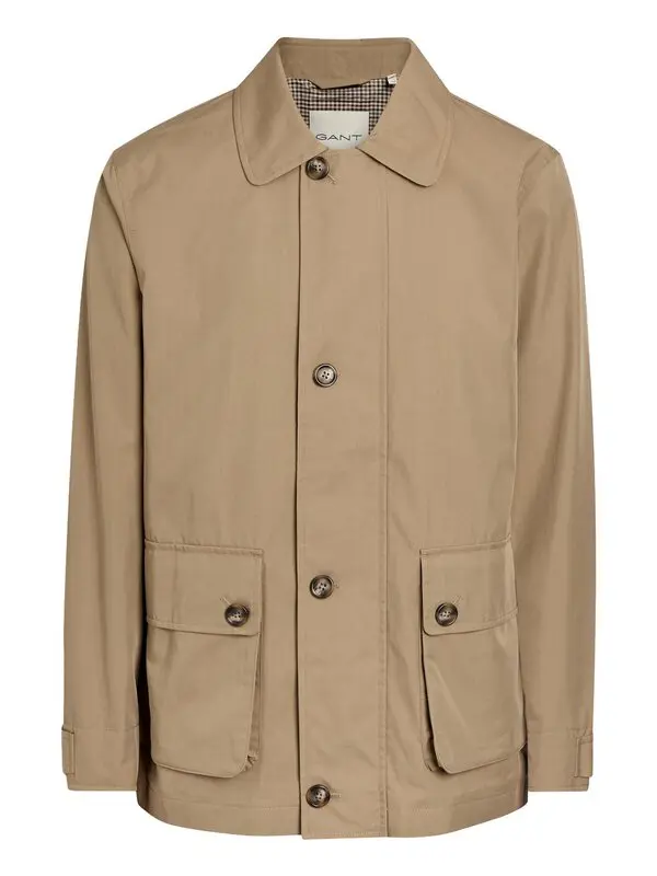 Gant Cotton-blend Barn Jacket With Embroidered Logo - Beige