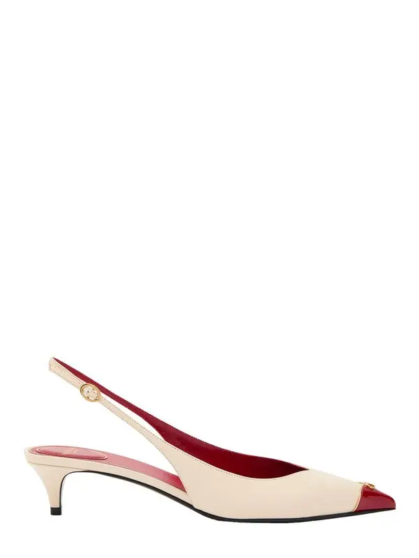 Valentino Garavani Vlogo Slingback Leather Pumps - Cream