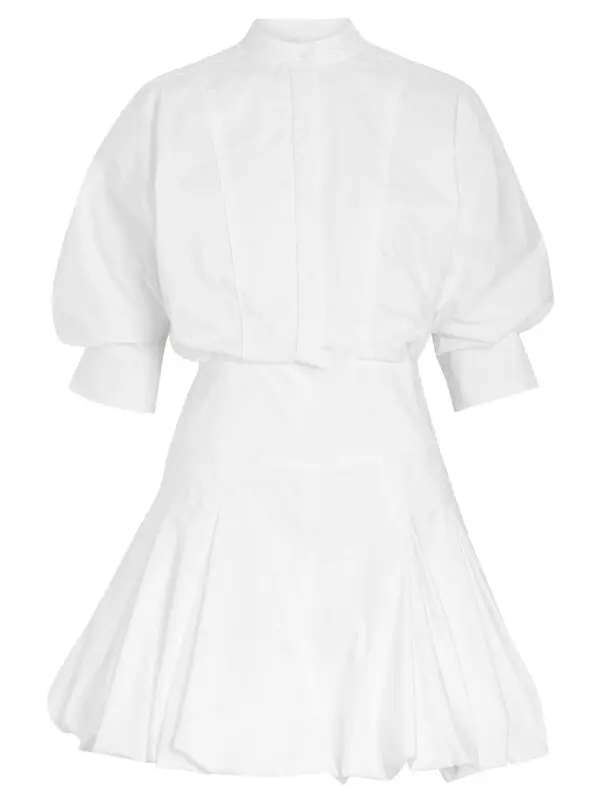Simkhai Effie Bubble-hem Mini Shirt Dress - White
